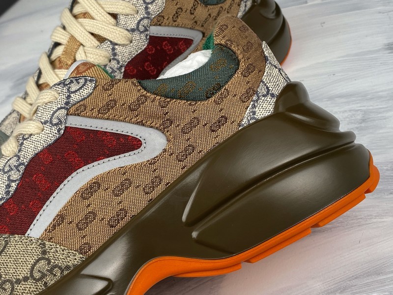 Perfect Kicks - Gucci GG Rhyton Sneaker Beige Brick Red | PerfectKickz